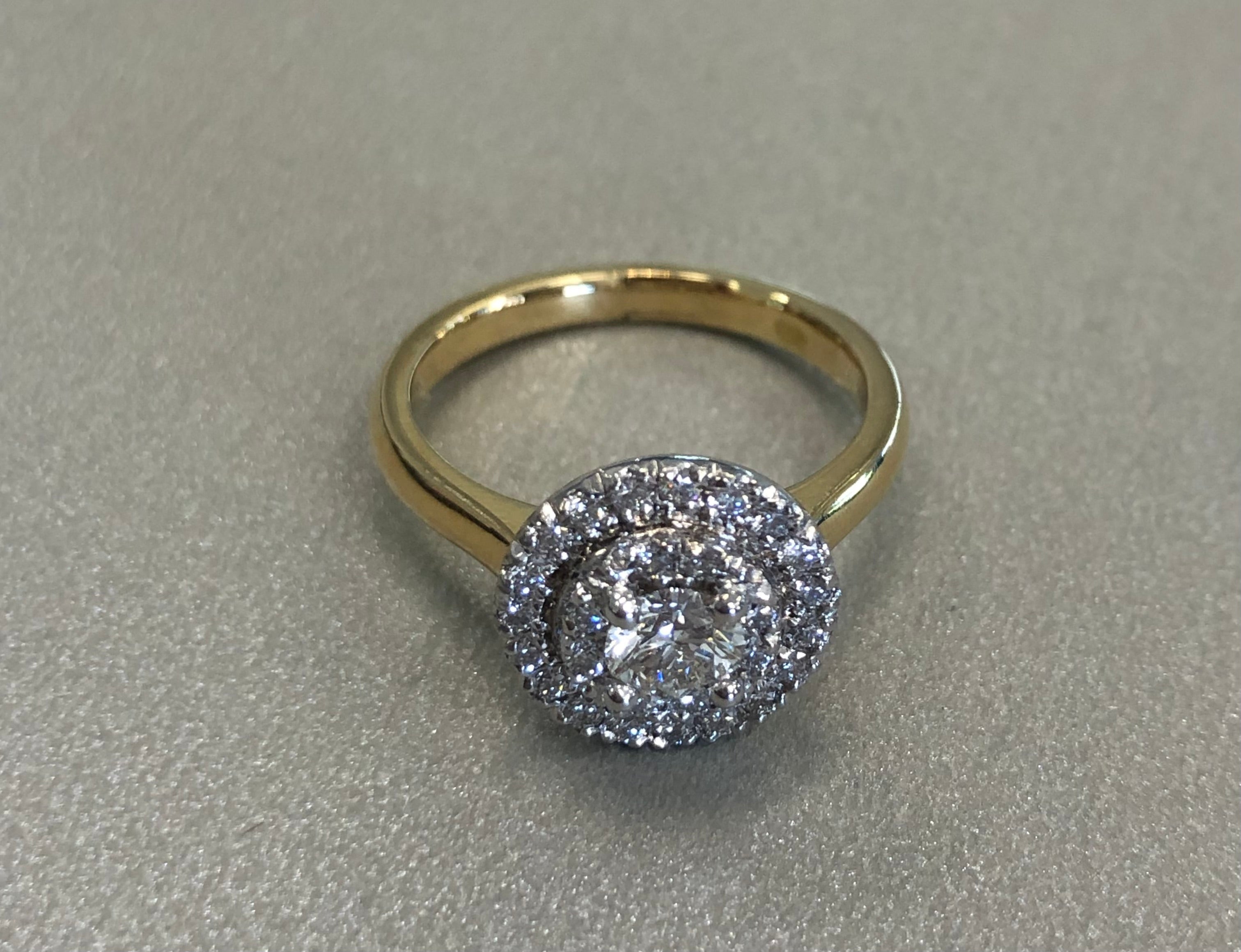 Round Brilliant Cut Natural Diamond with a double Halo Engagement Ring ...