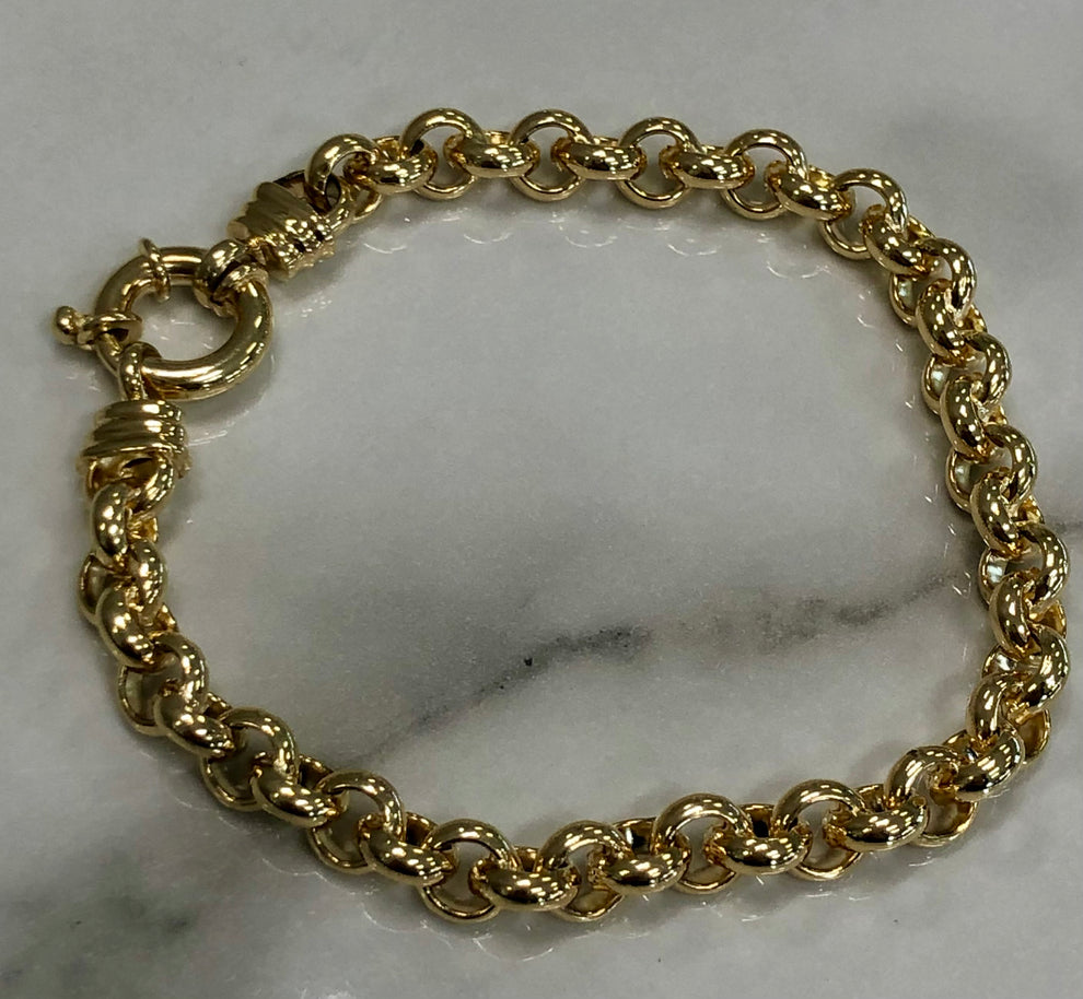9K Yellow Gold Silver Filled Round Belcher Bracelet – Epica Jewellers