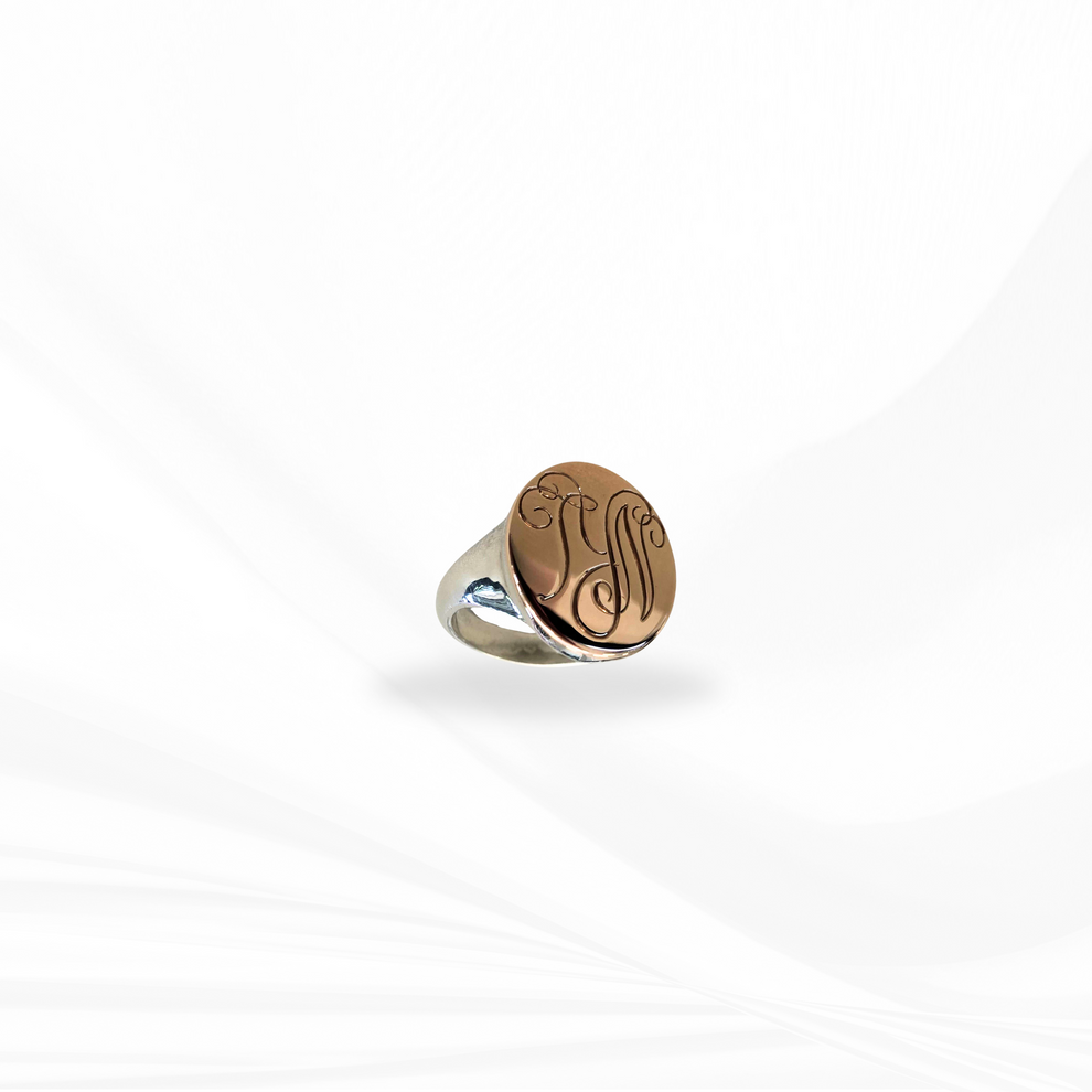 9K Rose Gold/Sterling Silver Large Oval Signet Ring – Epica Jewellers